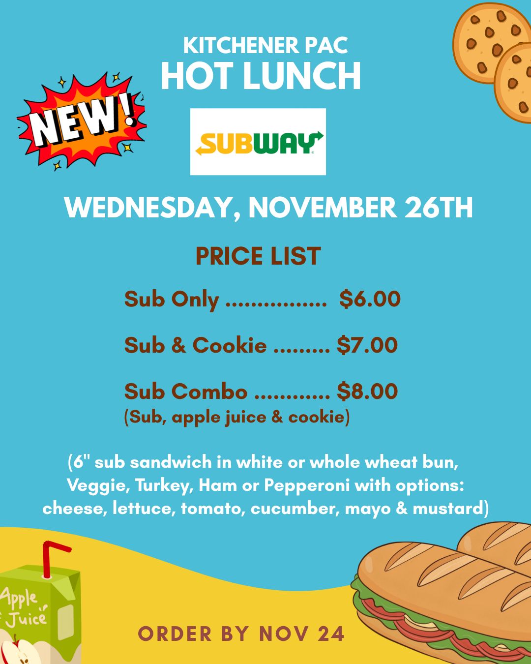 PAC Hot Lunch – Subway | Kitchener Elementary School